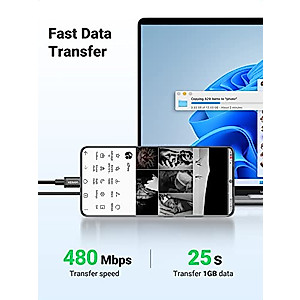 UGREEN USB C Cable 2 Pack USB C Fast Charging Cable 3A USB C Charger Cord Braid USB A to USB C Cable Compatible with Galaxy A03s A10e A20 A50 A51 S20 S10 S9 S8, Moto G8 G7 G Pure etc. 6.6FT Black