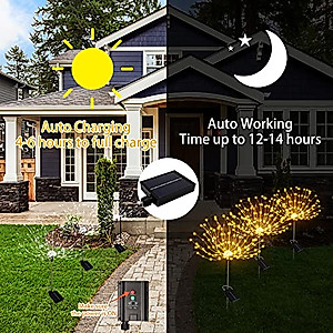 Ryblgled Individual Solar Fireworks Lights Outdoor Waterproof 2 Pack, Each 200 LED Solar Garden Lights Outdoor, 8 Lighting Modes DIY Solar Garden Fireworks Lamps, for Yard Pathway Lawn Landscape