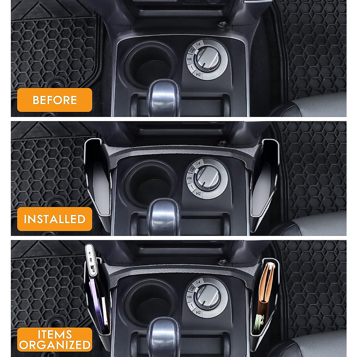 Center Console Organizer Compatible with Toyota 4Runner 2024 2023 2022 2021 2020 2010-2019, Car Interior Accessories, Shifter Storage Box, Gear Shift Console Side Tray, Coin Change Holder, Black