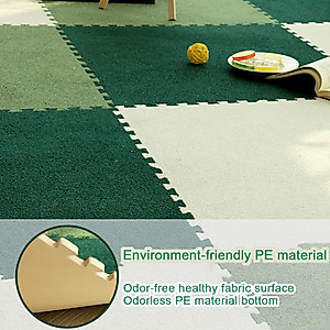 10pcs Thickened Plush Foam Interlocking Floor Mat 0.4" Thick, Square Interlocking Foam Tiles, Soft Puzzle Playmat Area Rug for Room Floor(Color:Light Blue)