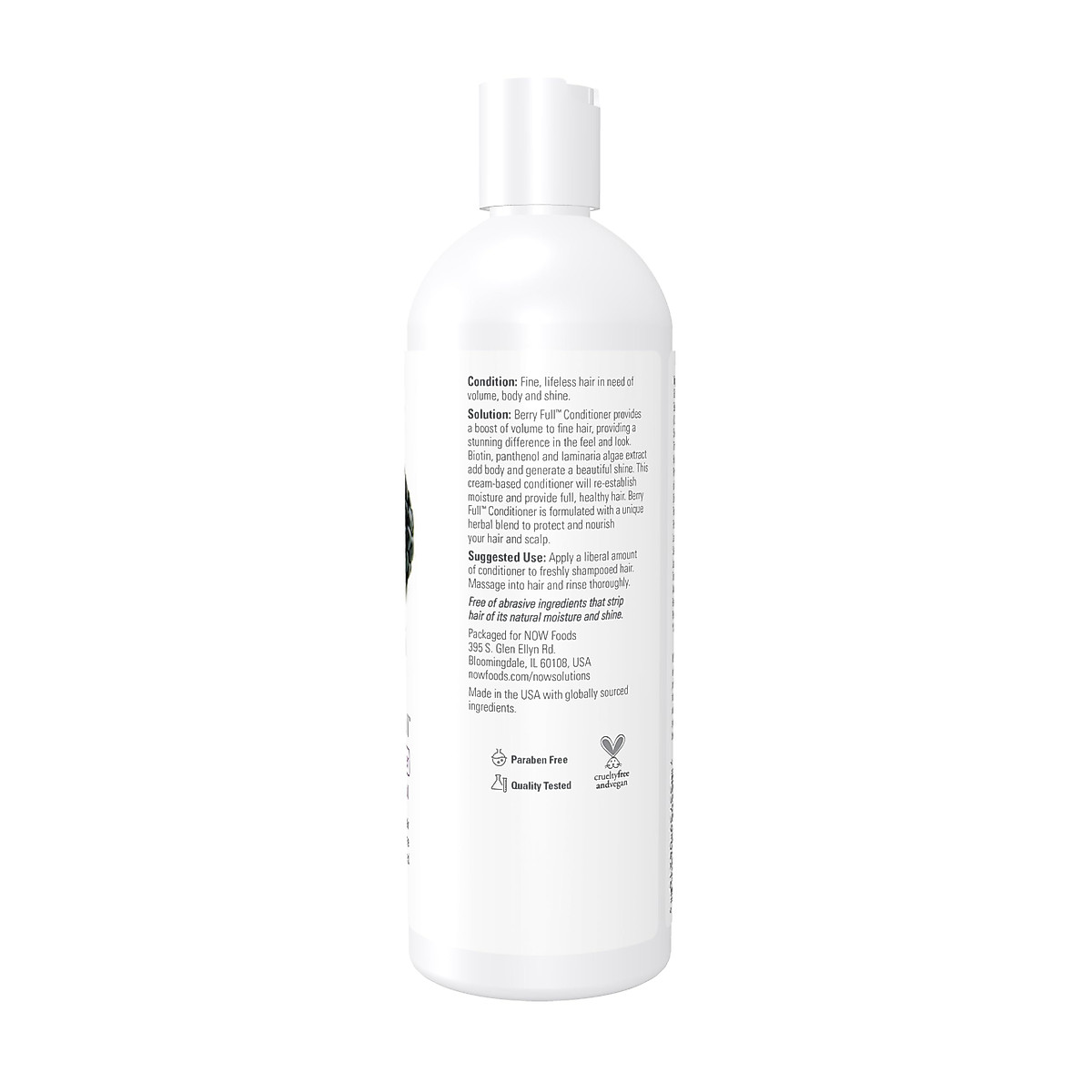 NOW Foods Solutions, Berry Full™, Volume Boost Conditioner for Fine Hair with Biotin, pH Balanced, 16-Ounce