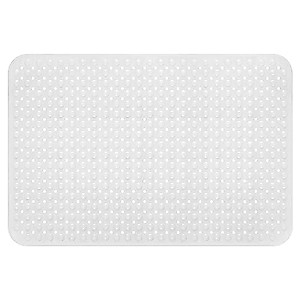 FALEJU Extra Large 47 x 32 Inch Shower Mat Non Slip, Shower and Bath Mat with Drain Holes and Suction Cups, Extra Wide Bath Tub Mat Non Slip, Bathroom Accessories, Clear