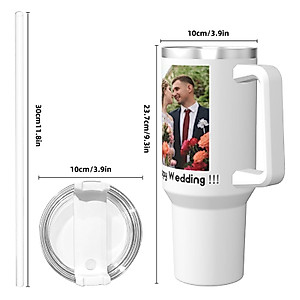 Custom 40oz Tumblers with Handle Personalized with Name Photo Text Logo Travel Cup Customized Christams Fathers Mothers Day Gifts For Mom Dad Friends, Green