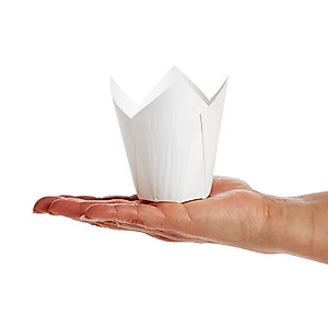 Juvale 100-Pack White Tulip Cupcake Liners for Wedding, Birthday Party, Parchment Paper Baking Cups and Muffin Wrappers for Baby Shower, Tea Party Decorations (2.2x3.15 in)
