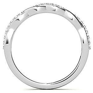 CUSTOMIZE JEWELS 0.22ct Twisted Infinity Lab Grown Diamond Stackable Band In 14k White, Yellow, Rose Gold For Women,Wedding Band,Matching Band,Engagement Ring Band (14k White Gold, 8)