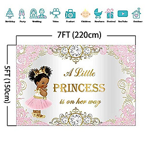 Mocsicka Royal Princess Baby Shower Backdrop Pink Gold Princess Background 7x5ft Vinyl Princess Baby Shower Backdrops