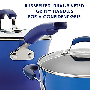 Rachael Ray Brights Nonstick Cookware Pots and Pans Set, 14 Piece, Blue Gradient