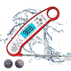 STHSTAR Waterproof Digital Meat Thermometer, Instant Read Food Thermometer for Cooking Grilling Baking BBQ Oil Milk Bath Water Deep Fry (Red)