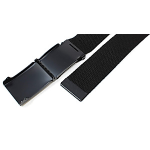 Canvas Web Belt Flip-Top Black Buckle/Tip Solid Color 50" Long 1.5" Wide (Black)