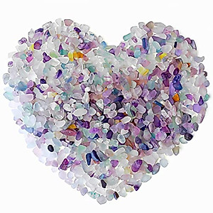 Fluorite Crystals Polished Gravel Aquarium Tumbled Stones Chips Stone Crushed Crystal Quartz Pieces Irregular Gem Rocks Home Decoration Tank Succulent Plants Vase Filler Bottom Ornament 0.55lbs