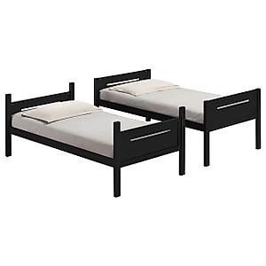 Coaster Home Furnishings Littleton Transitional Wood Twin Over Twin Size Bunk Bed Frame with Ladder and Guardrails Fully Slatted Mattress Ready Foundation Black 405051BLK