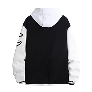 SOLY HUX Men's Varsity Jacket Letter Print Color Block Long Sleeve Baseball Jacket Bomber Coat Black and White M