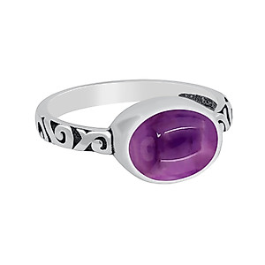925 Silver Plated 3.10Cts Natural Amethyst Ring Size 6 For Women, Purple Stone February Birthstone Ring Jewelry Mother'S Day Gifts For Mom Wife
