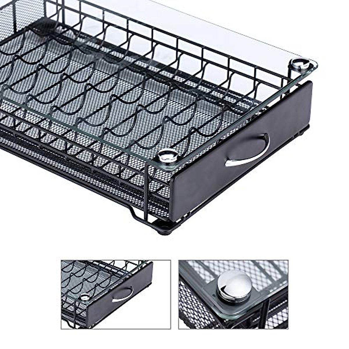 Rice rat Vertuo Capsule Holder Drawer for Nespresso With Glass For Cabinet Vertuoline Pod Storage Rack For Counter (Class-40 Pods（With handle）)