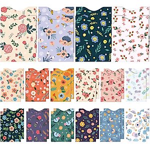 32 Pcs Credit Card RFID Sleeves Flower RFID Blocking Sleeves Include 24 Credit Card Sleeves 8 Passport Protectors Waterproof Identity Theft Protection Women RFID Card Protector