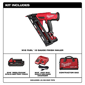 Milwaukee M18 Fuel 15 Ga. 18 Volt Brushless 34 deg Angled Finish Nailer Kit
