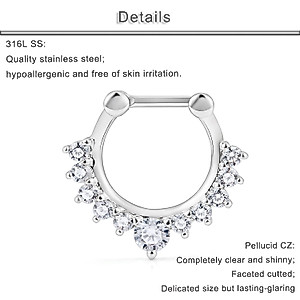 Yaalozei 16G Septum Rings piercing Jewelry for women Stainlessl Surgical Steel Silver Black Septum Ring Skull Hypoallergenic Hinged Septum Nose Ring Earring Hoop Clicker Piercing Jewelry Set Men 10mm