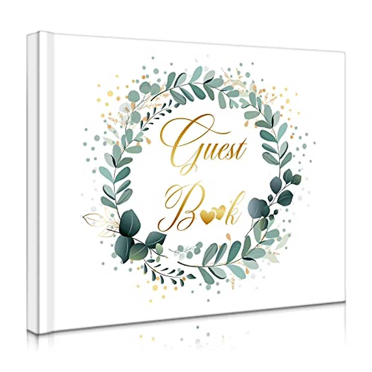 Wedding Guest Book 120 Pages Guest Sign in Book Guest Registry Guestbook White Cover with Gold Foil Guest Book, 6.7 x 8.7 Inches Hardbound (Leaf Style)