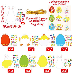 chiazllta 36Packs Easter DIY Craft Kit Stickers Set for Kids Eggs Bunny Chicks Easter Paper Craft Kit for Home Preschool Classroom Game Activities