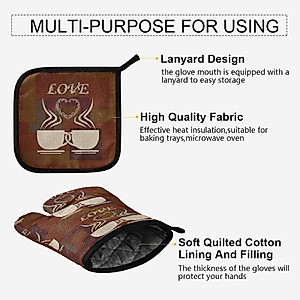 Hello Summer Pot Holders and Oven Mitts Set Watermelon Fruit Hot Pads & Gloves Oven Mitten for Kitchen Cooking BBQ Baking Bakeware