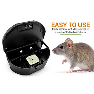 8 Pack - Mouse Bait Stations – Mice, Moles or Small Rodent Traps – Reusable Indoor Rodent Control Bait Box