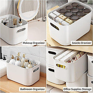 MSHOMELY 8 Packs Plastic Storage bins with Lid White Storage Containers with Lids Stackable Containers for Organizing Storage Box with Handle, Cube Storage Bins for Shelves, 9.84x7.1x6.3 inch