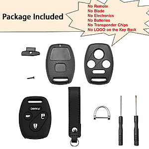 EKALA 2Pcs for Honda Key Shell Replacement with Silicone Key Fob Cover Case Keychain 4 Button Compatible with Honda 2003-2012 Accord / 2006-2013 Civic EX / 2005-2006 CR-V / 2009-2015 Pilot (KG-Hod-4R)