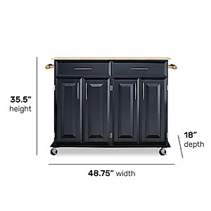 Homestyles Kitchen Cart with Storage Dolly Madison, 48.25 Inches Wide, Black