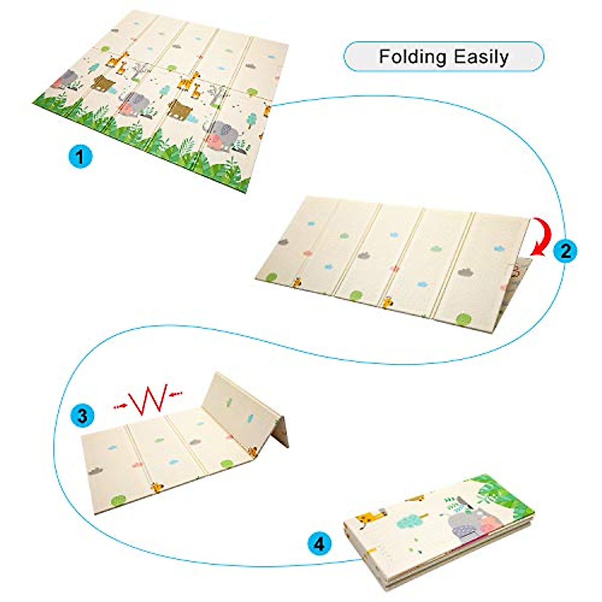 New Upgrade Extra Large Baby Play Mat Foldable Reversible Non Toxic Foam Crawl Playmat Waterproof Kids Baby Toddler Outdoor or Indoor Use(0.4/0.6in)
