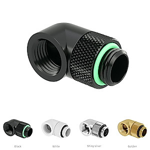FormulaMod 90 Degree Rotary Adapter Thread G1/4'' Male to Female Extender Elbow Fitting Angled Adaptor for Water Cooling System 4 Pack (Black)