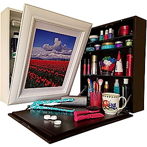Flip Frame - 21" Espresso Medicine Cabinet, Wall Storage Desk, Over Toilet Cabinet, Spice Organizer