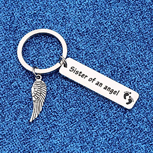 WUSUANED Baby Memorial Keychain Sister/Brother of an Angel Sympathy Gift Loss of Baby Gift (sister of an angel keychain)
