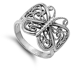 Sterling Silver Women's Butterfly Cute Ring Wholesale 925 Band 19mm Size 7