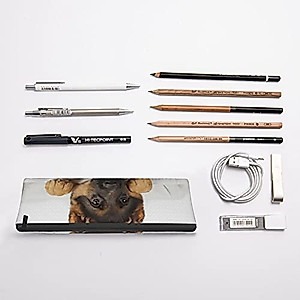 Mermaid Scales Fashion Galaxy Pattern Triangle Pencil Pouch Multi Function Zipper Pencil Bag Organizer for Kids Or Adult Office Idea Gift (Lovely Dog German Shepherd)