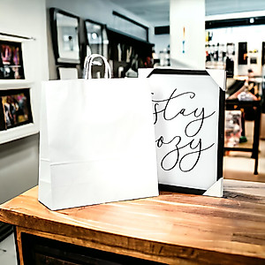 50 Pcs White Paper Bags with Handles, Small Gift Bags in bulk, Kraft Bags, Retail Bags, Merchandise Bags, Shopping Bags, For Weddings, Birthdays, Small Business - 18 x 7 x 19 Inches – Creative Bag