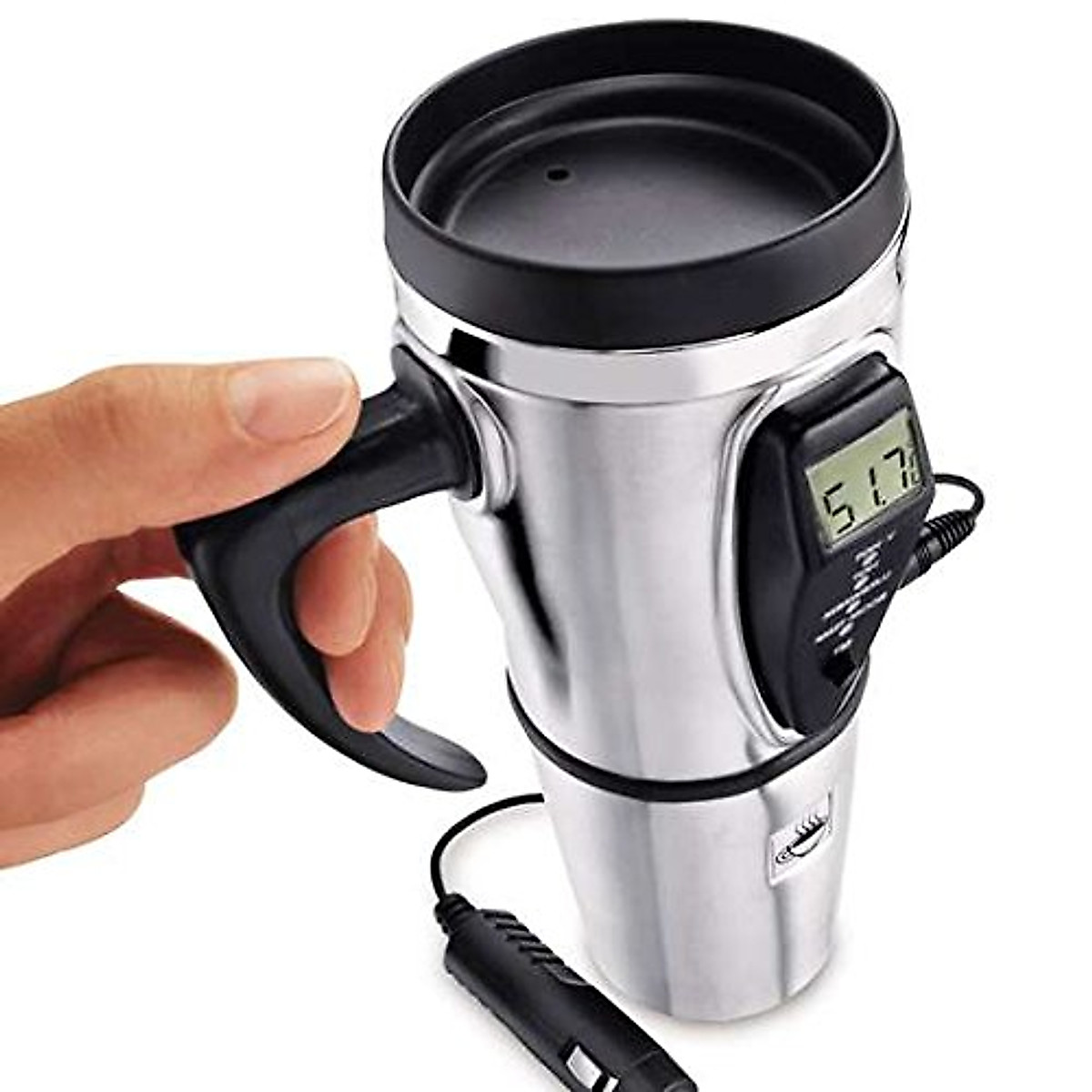 Heated Smart Travel Mug with Temperature Control - 16 ounce- 12V - Stainless Steel
