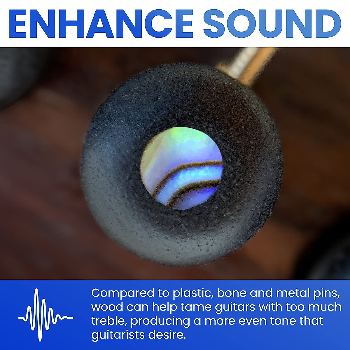 Crosby Slotted Pure Ebony Bridge Pins with Abalone Dot Inlay for 6 & 12 String Acoustic Guitar