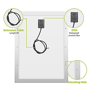 Newpowa 9BB 30W 12V Solar Panel High-Efficiency Monocrystalline 12V PV Module Designed for 12V Off Grid System, Charge Your 12V Battery of RV, Boat, Camper, Trailer, Gate Opener(30W New)