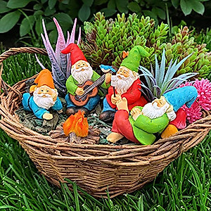 Mood Lab Miniature Garden Gnomes - Camping Gnome Kit of 5 pcs - Figurines & Accessories Set - Outdoor or House Decor