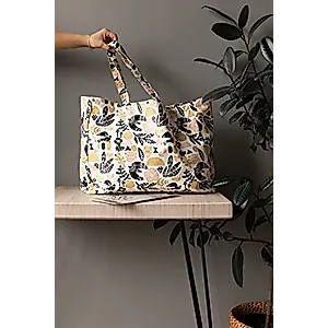 Danica Studio Myth Cotton Block Printed Large Tote Bag 19 x 15 inches