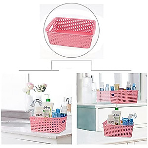 EudokkyNA Small Colored Storage Basket, Plastic Weave Basket Set of 6