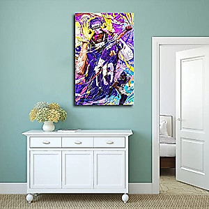 Sports Poster Justin Jefferson Canvas Poster Wall Art Prep Room Decor Paintings for Living Room Bedroom Decoration Unframe:12x18inch(30x45cm)