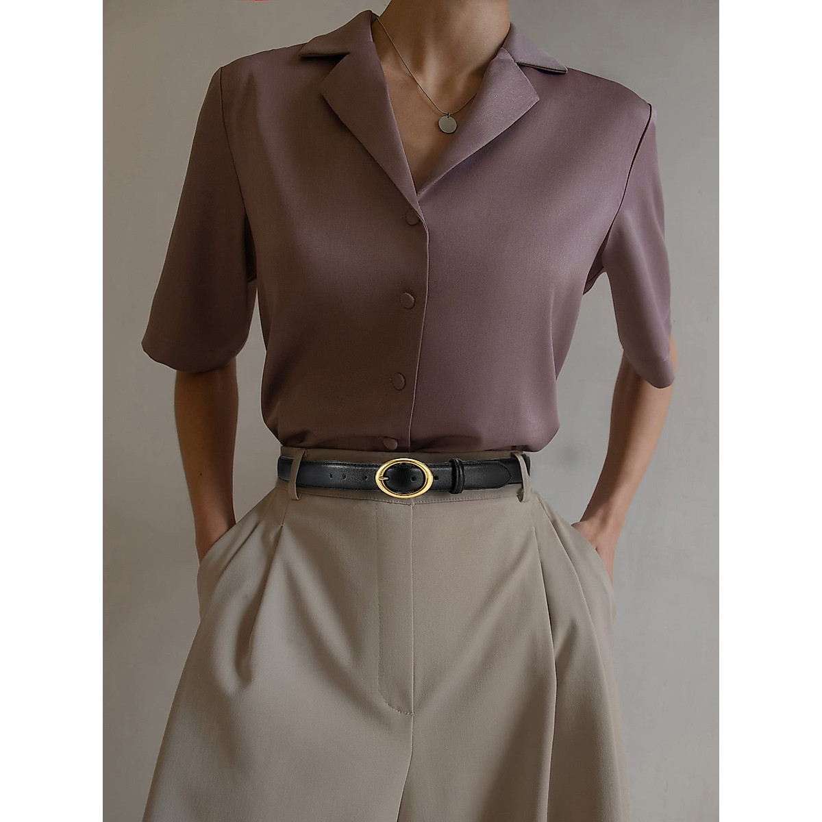 Womens Belt - CR Leather Belt Women Casual for Jeans Pants Dress - Belts with Gold Buckle for Women Fashion