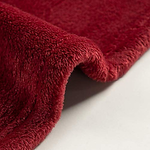 Flannel Blanket Fleece Throw Size Burgundy Red All Season Lightweight Plush Cozy Super Soft Luxury Couch Sofa Bed Blanket (Burgundy, Throw 50x60)