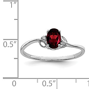 IceCarats 925 Sterling Silver Diamond Red Garnet Oval Ring Gemstone Band Size 8