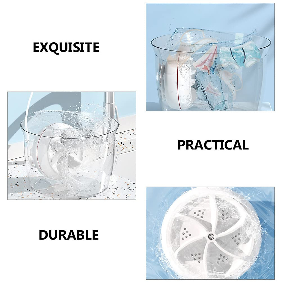 DOITOOL Mini Washing Machine Portable USB Washer Travel Clothes Washer Rechargeable Washing Machine for Business Trip College Rooms (30w)