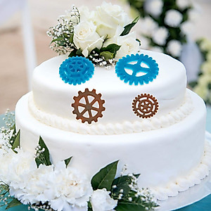 6 Pieces Gear Cookie Cutters Steampunk Fondant Molds Cogs Mold Clock Wheel Mold Fondant Cake Mold Plunger Cutter for Cupcake Decoration Gingerbread Cookie Polymer Clay Crafting Project