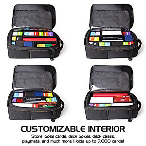 ENHANCE MTG Backpack TCG Card Storage for Deck Boxes, Sleeved Cards, Playmats, MTG Accessories - Customizable Card Organization Protected by Built-in Card Defender Screen (Black)