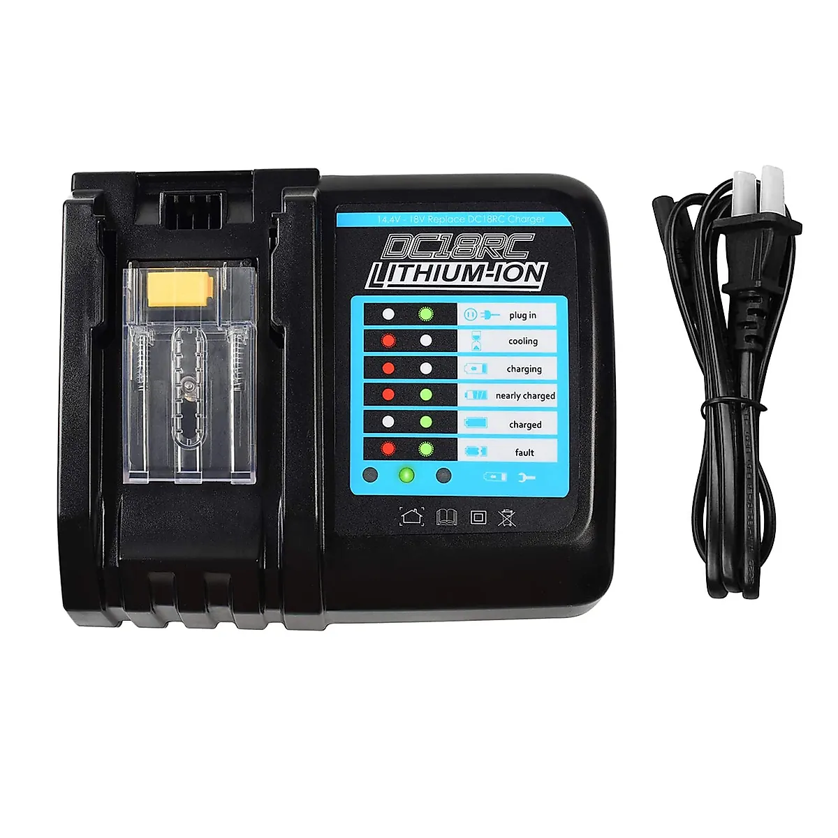 Powtree Lithium Drill Battery Charger DC18RC DC18RD Replacement for 14.4V-18V LXT Battery BL1850 BL1840B BL1820 BL1815 BL1860 BL1430 BL1450 BL1830 with LED Screen