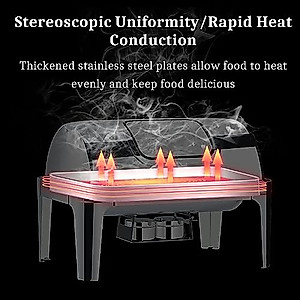 Chafing Dish Set, 9L Stainless Steel Buffet Trays Food Server with Fully Retractable Roll Top Lid, for Restaurant Catering Parties Weddings Picnics,Invisible